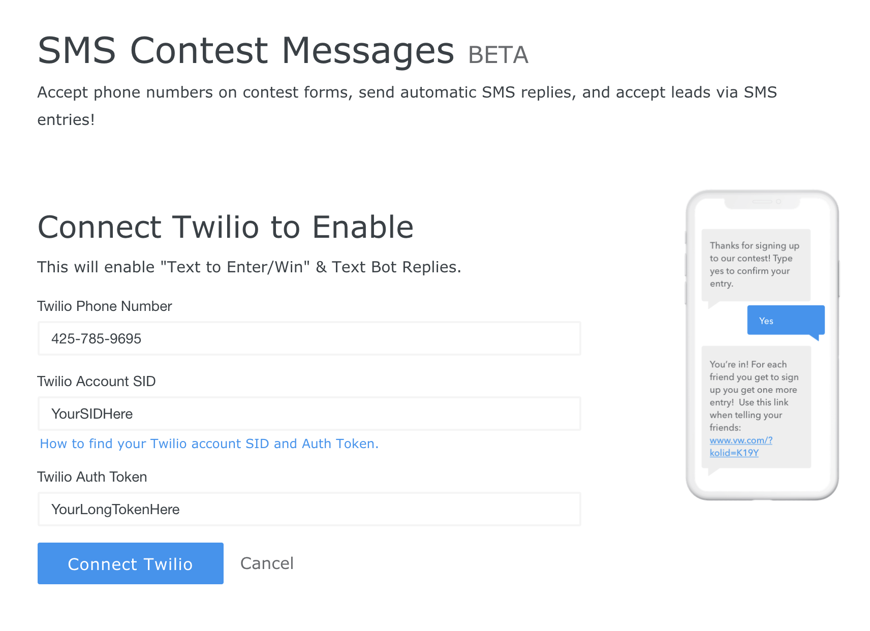 Setup SMS Contest Messages With Your Campaign - KickoffLabs Support